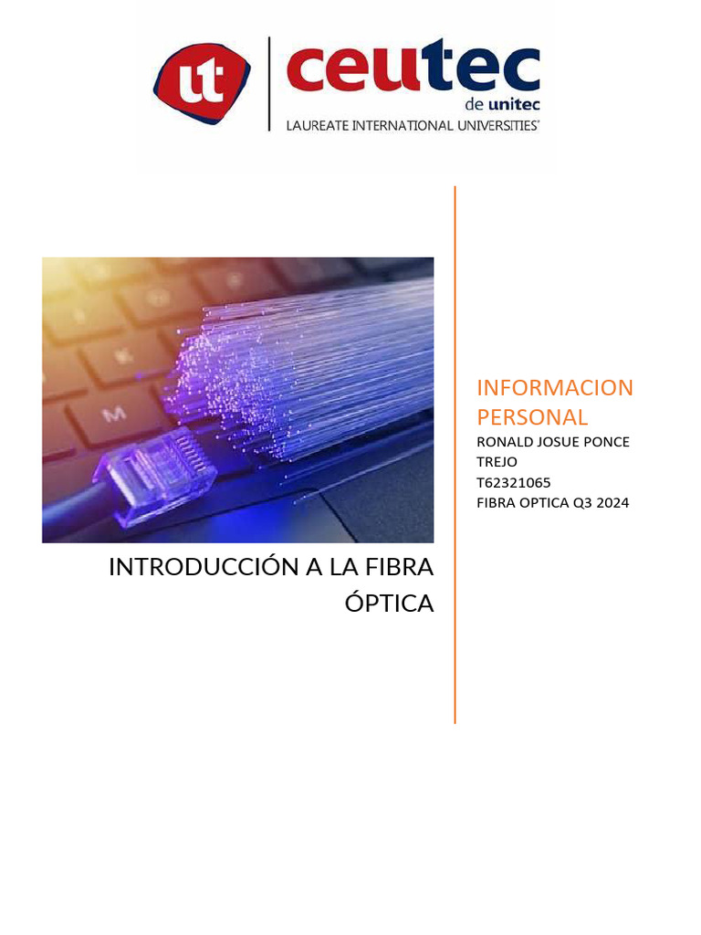 TAREA 1. INTRODUCCIÓN A LA FIBRA ÓPTICA | PDF | Refracción | Óptica TAREA 1. INTRODUCCIÓN A LA FIBRA ÓPTICA | PDF | Refracción | Óptica
