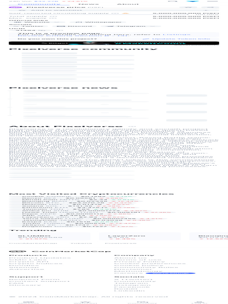 Pixelverse Price Today, PIXFI To USD Live Price, Marketcap and Chart ...