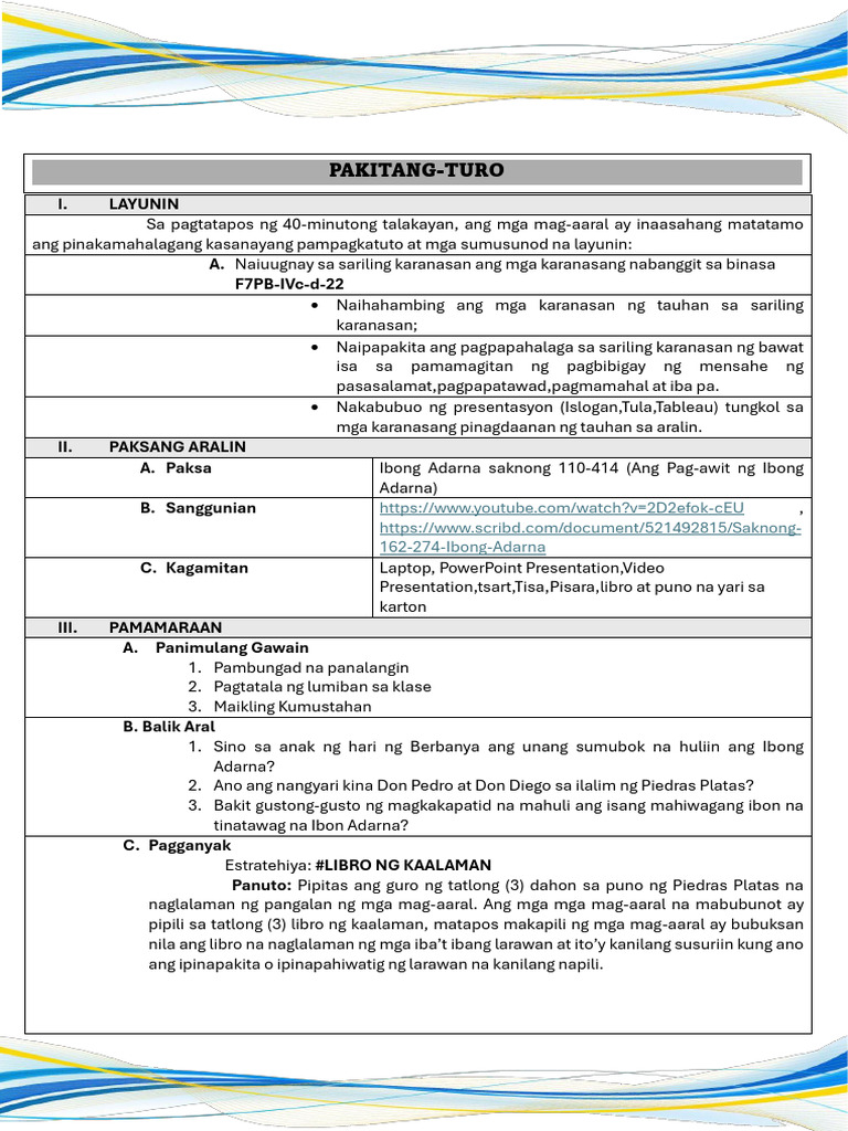 Final DEMO TEACHING LP IBONG ADARNA | PDF