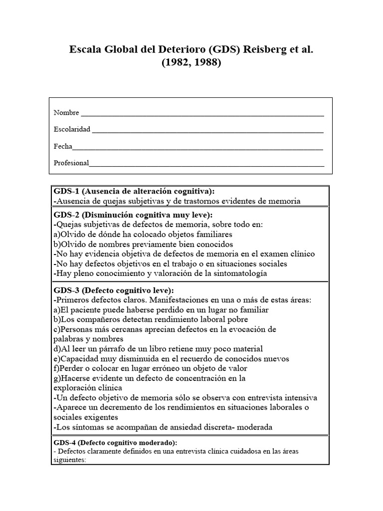 GDS Reisberg | PDF | Memoria | Ansiedad