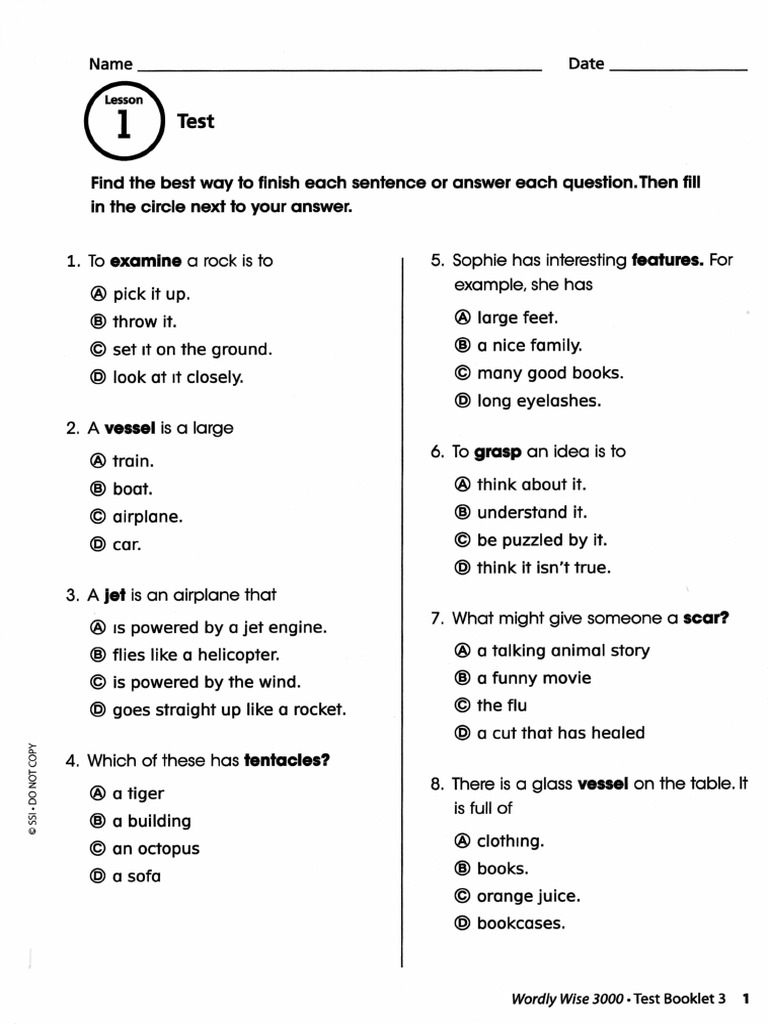 Book 3 Test Booklet | PDF