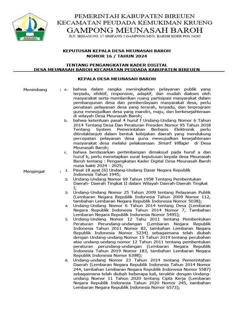 SK Kader Digital Desa | PDF