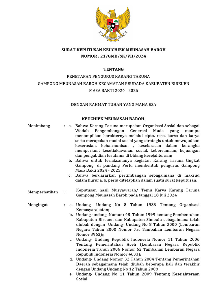 SK - Karang Taruna 2024-2025 | PDF
