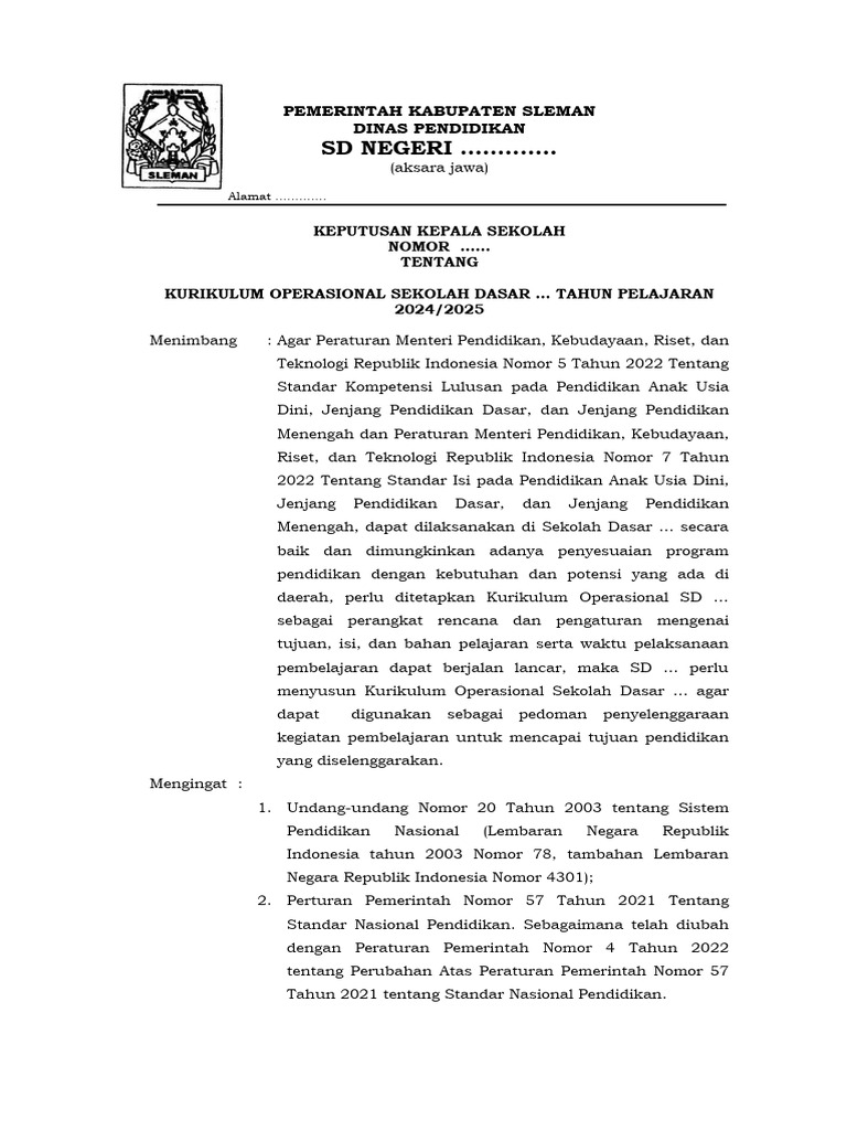 17 - Contoh SK KS Tentang Pemberlakuan Kumer | PDF