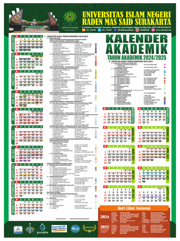 Kalender Akademik UIN RM Said Surakarta 2024-2025 | PDF