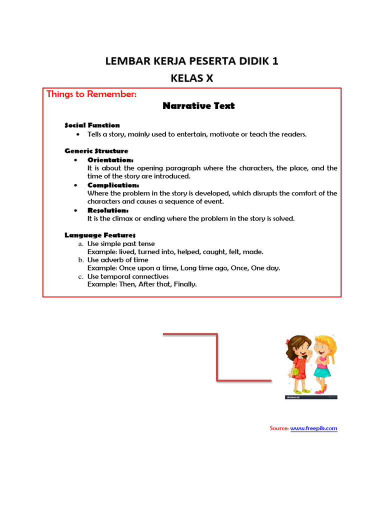 LKPD Narrative 1 Kelas X | PDF | Language Arts & Discipline | Foreign ...