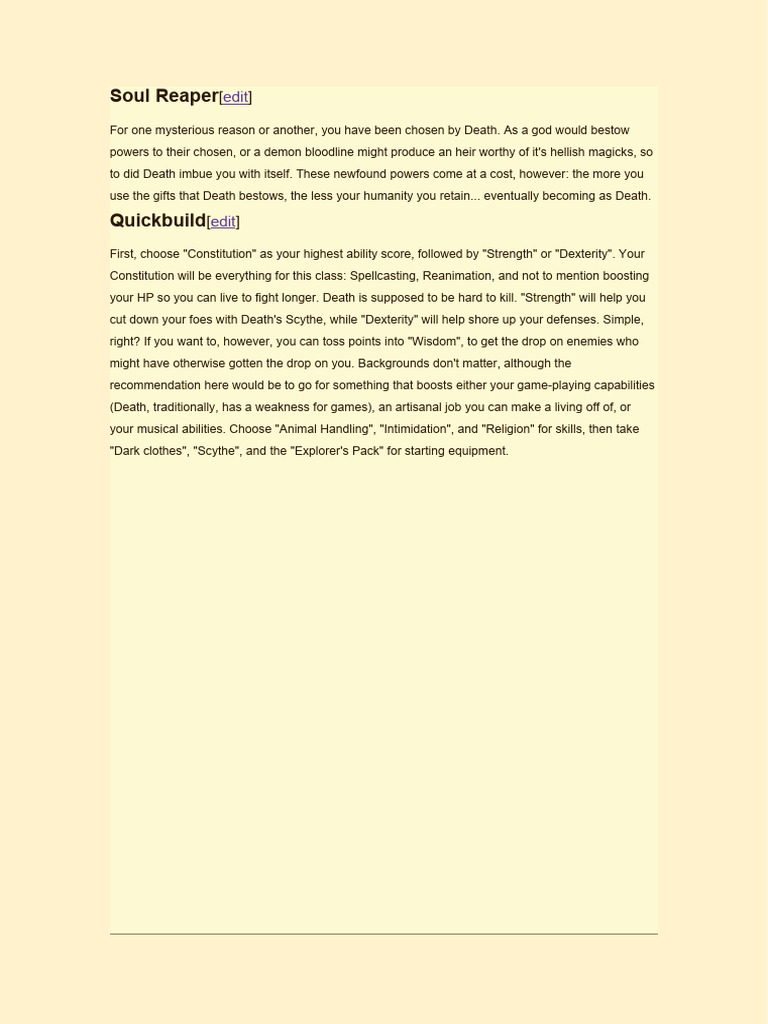 Soul Reaper, Variant (5e Class) | PDF