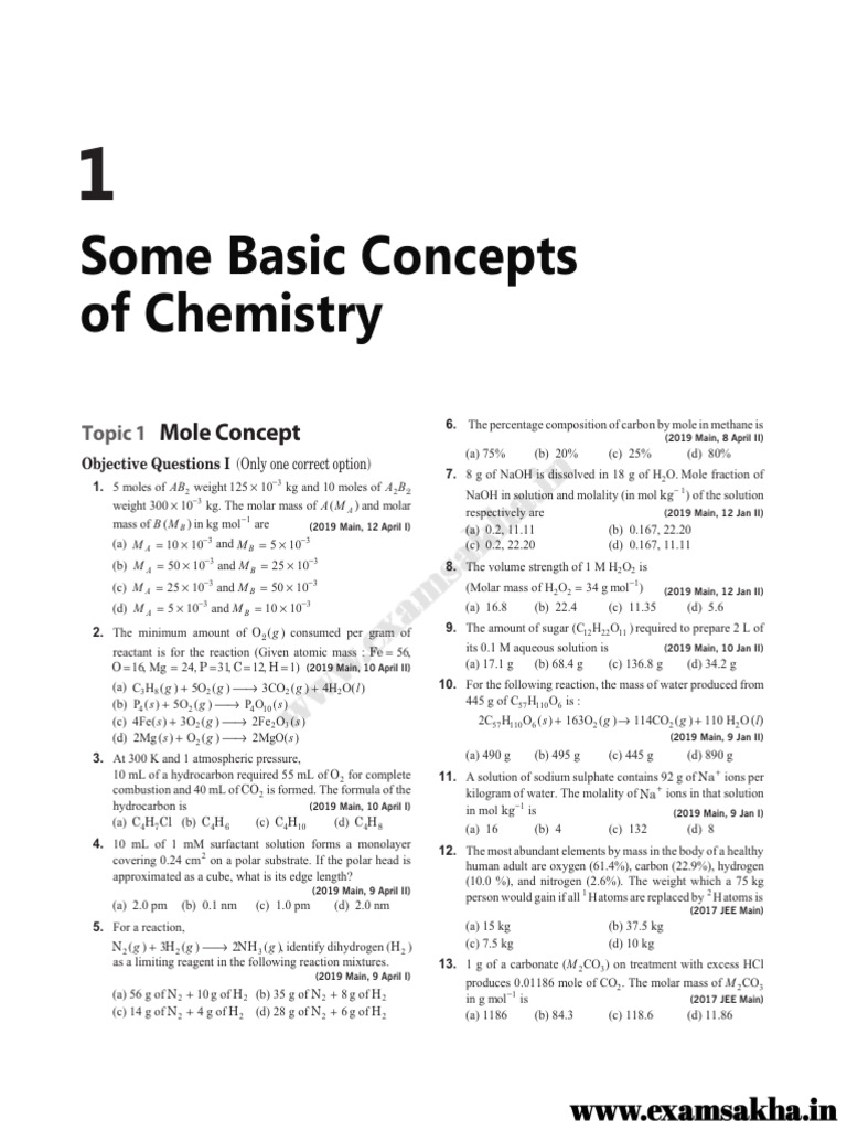 PYQs 20pages | PDF | Acid | Mole (Unit)