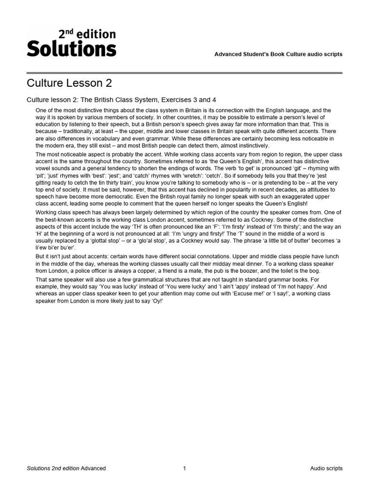 British Class System and Accents Explained | PDF | Accent (Sociolinguistics) | English Language