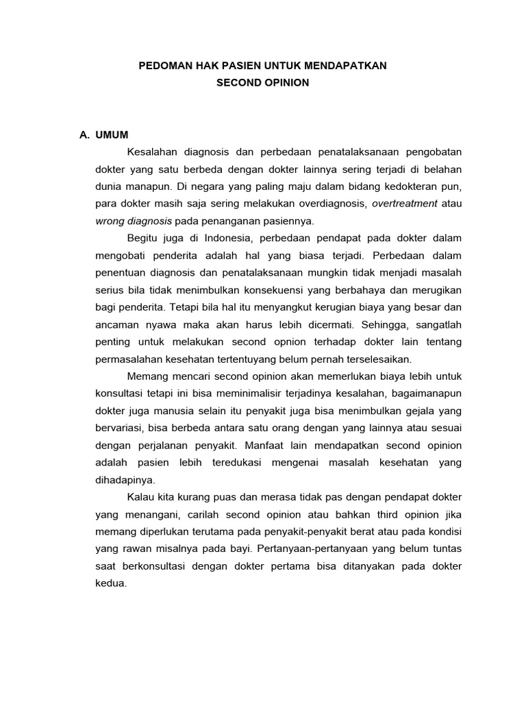 Pedoman Second Opinion | PDF