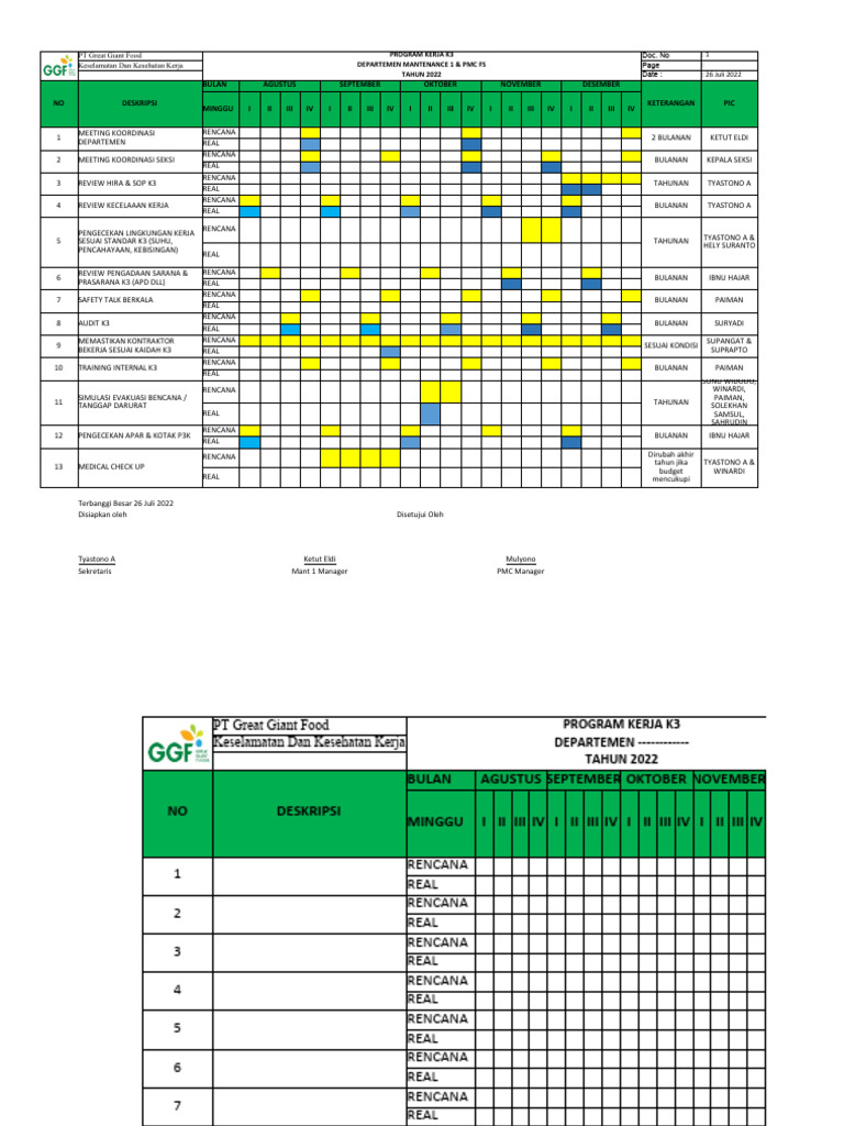Program Kerja K3 FS 2022 | PDF