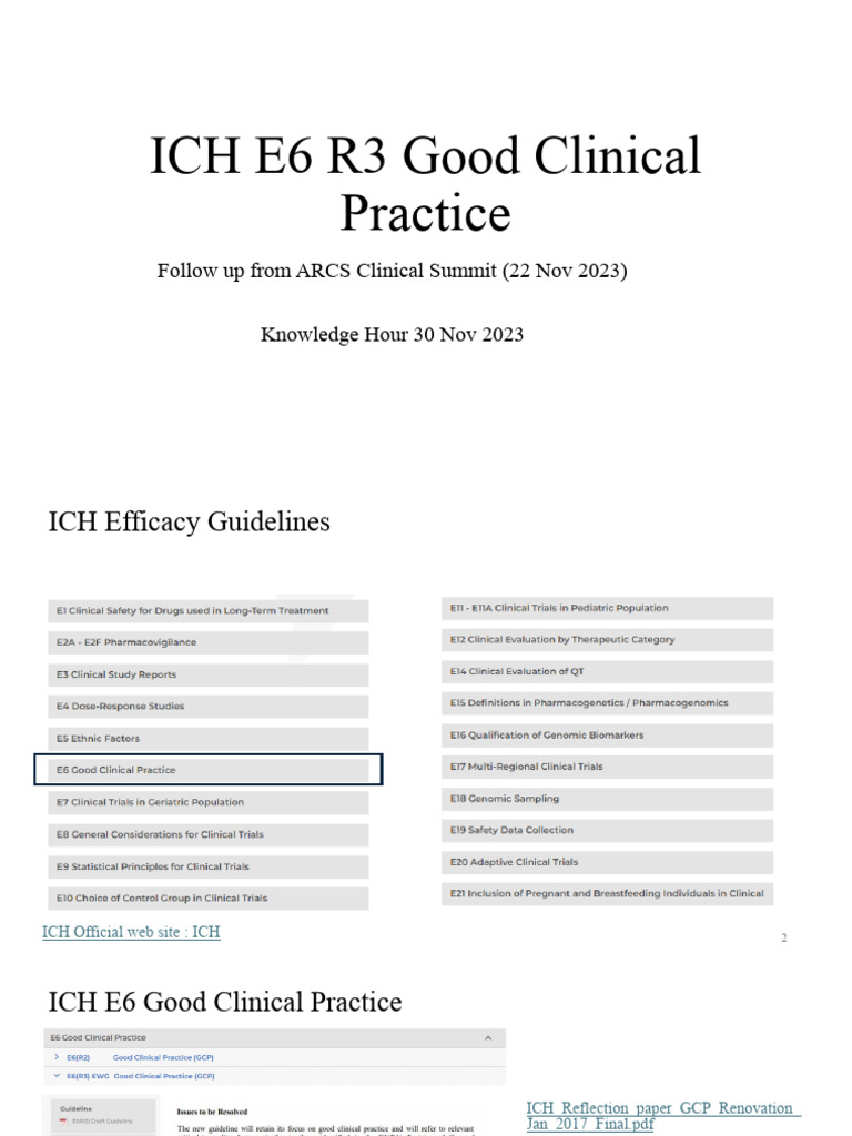 ICH GCP E6 R3 Internal Training | PDF | Clinical Trial | Information Science