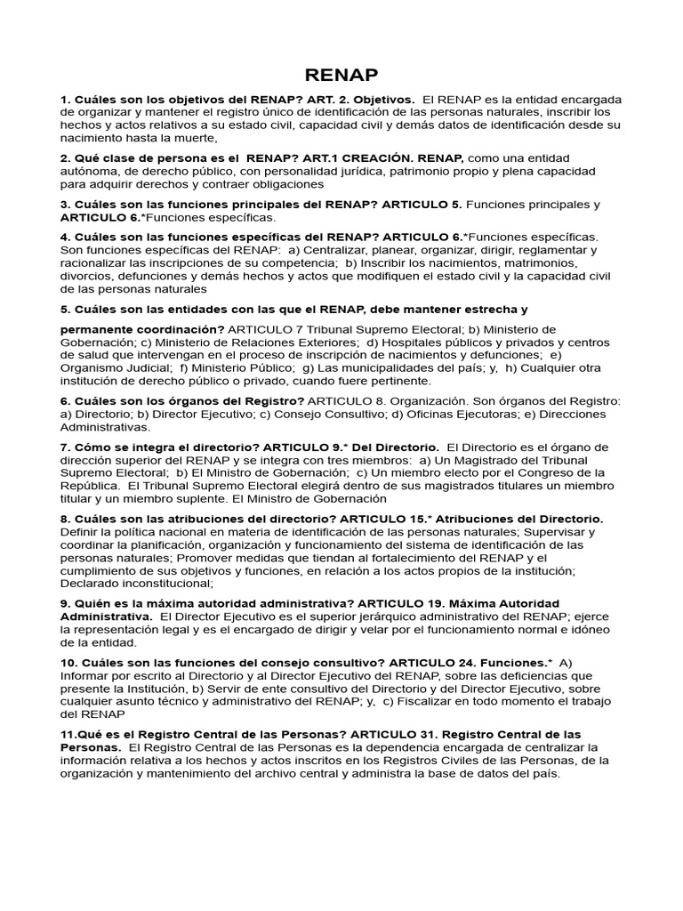 Guia de Estudio Renap | PDF | Ministerio (Departamento de Gobierno) | Gobierno