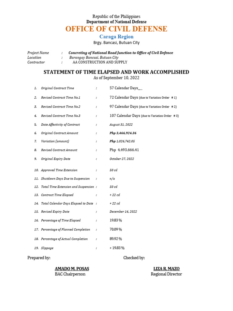 Statement of Time Elapsed | PDF