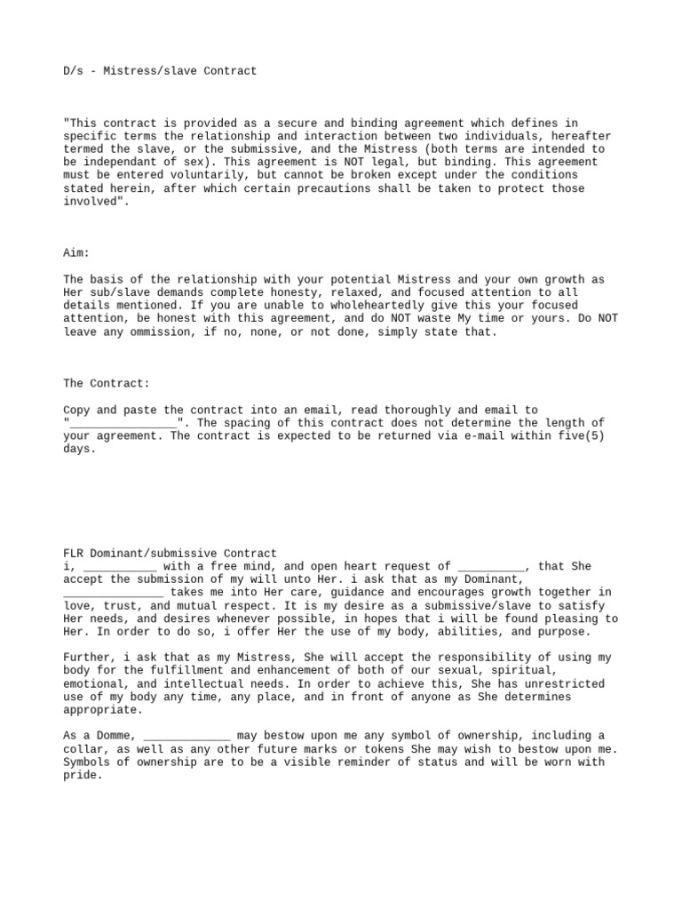 Mistress Contract | PDF | Dominance And Submission | Orgasm