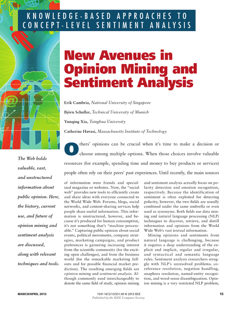 New Avenues in Opinion Mining and Sentiment Analysis ( (Cambria 2013) ) | PDF | Cognitive ...