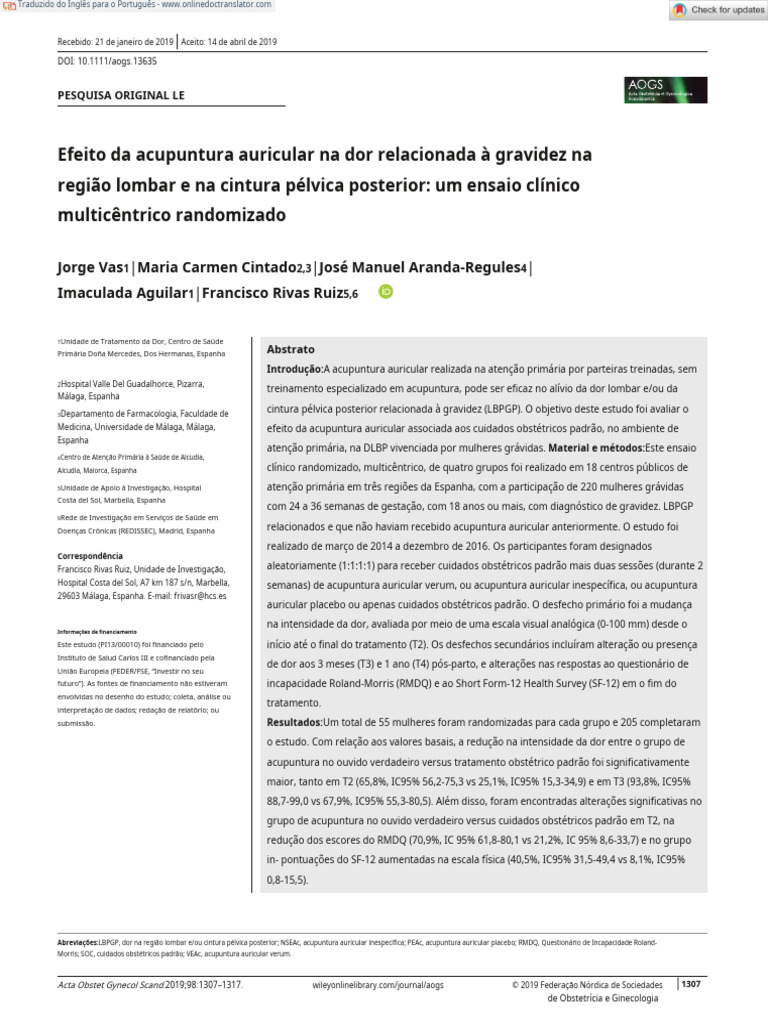 Acta Obstet Gynecol Scand 2019 Vas Effect of Ear Acupuncture On - En.pt ...