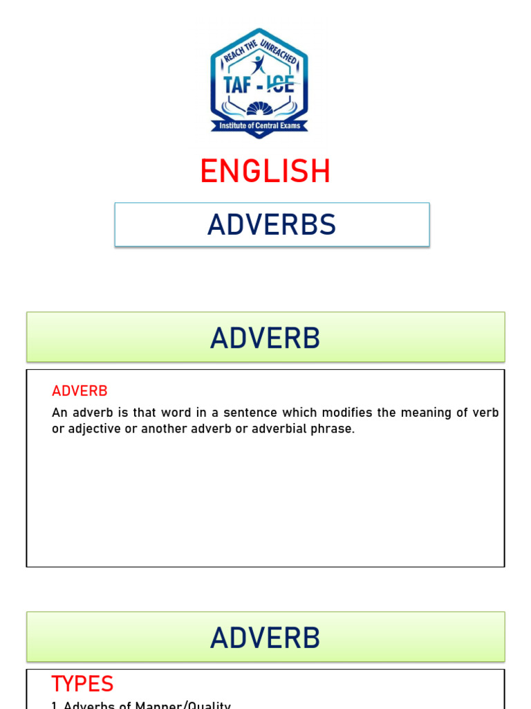 Adverb - Banking | PDF | Adverb | Adjective
