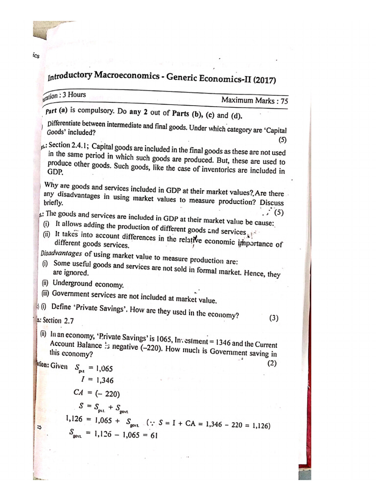 Macroeconomics 1 2017 PYQ | PDF | Money Supply | Public Economics