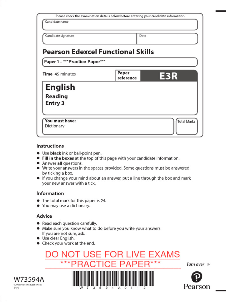 English Reading Practice Paper | PDF