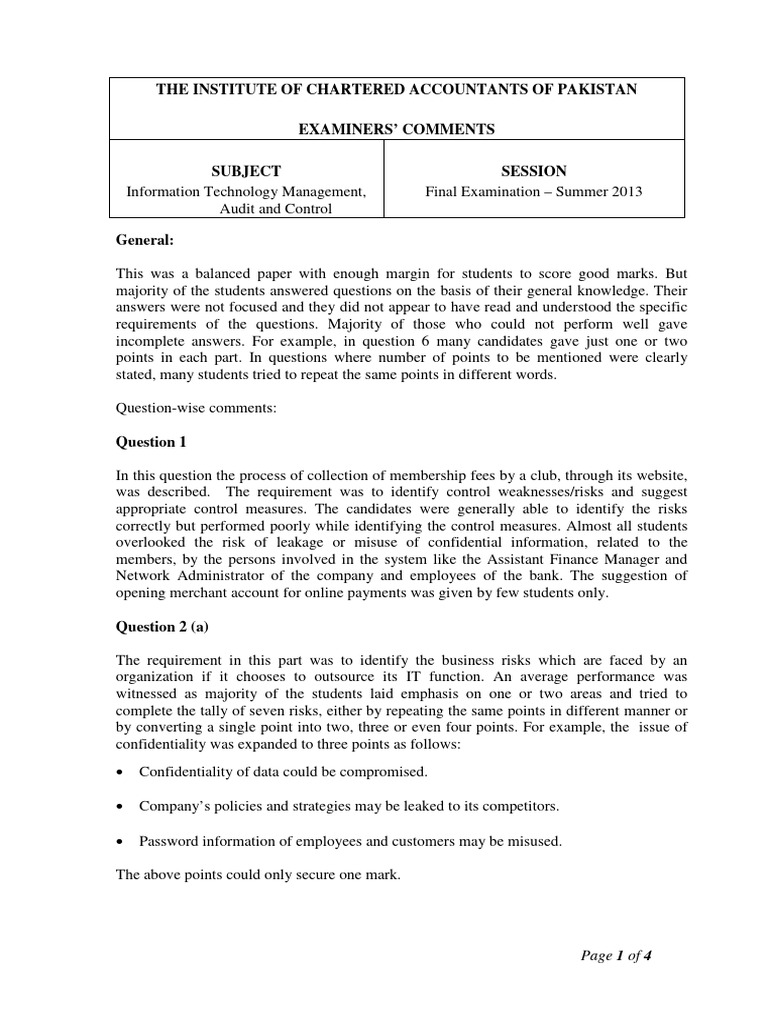 Information Technology Management Audit Control | PDF | Audit ...