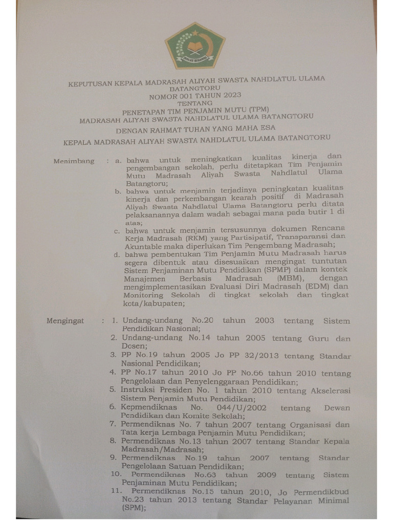 SK TPM Madrasah | PDF