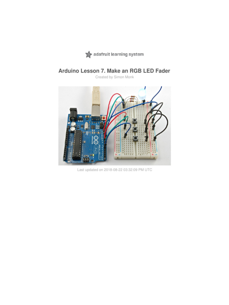 Adafruit Arduino Lesson 7 Make An RGB Led Fader | PDF | Arduino | Electricity