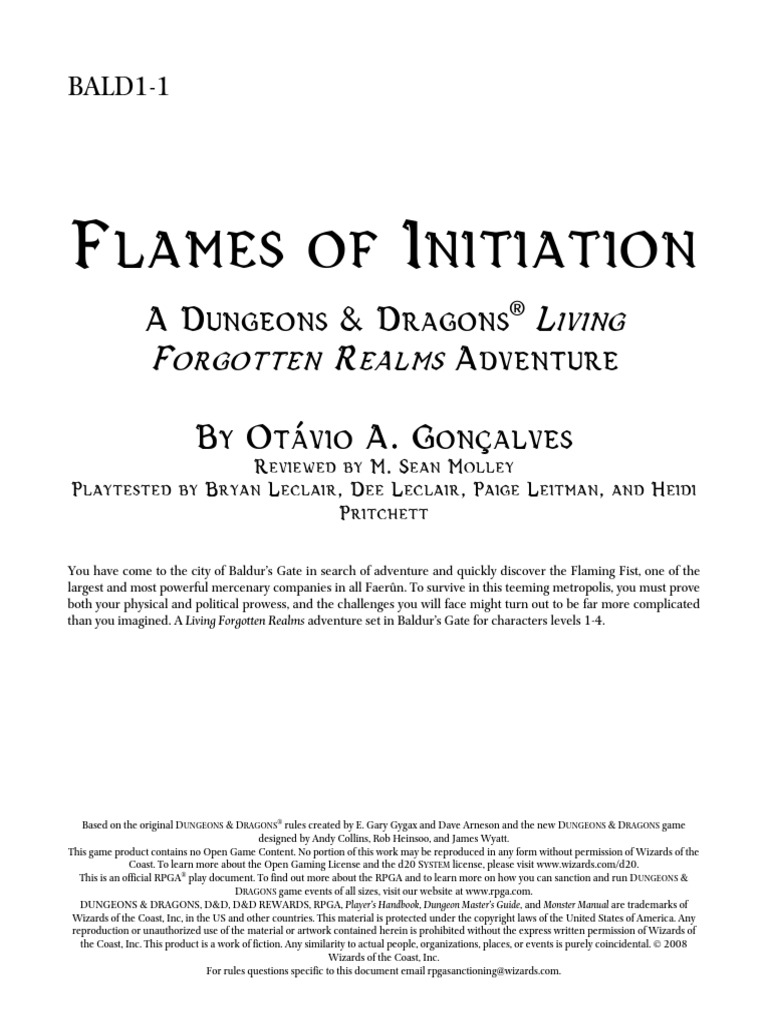 BALD1-1 Flames of Initiation | PDF | Dungeons & Dragons | Forgotten Realms