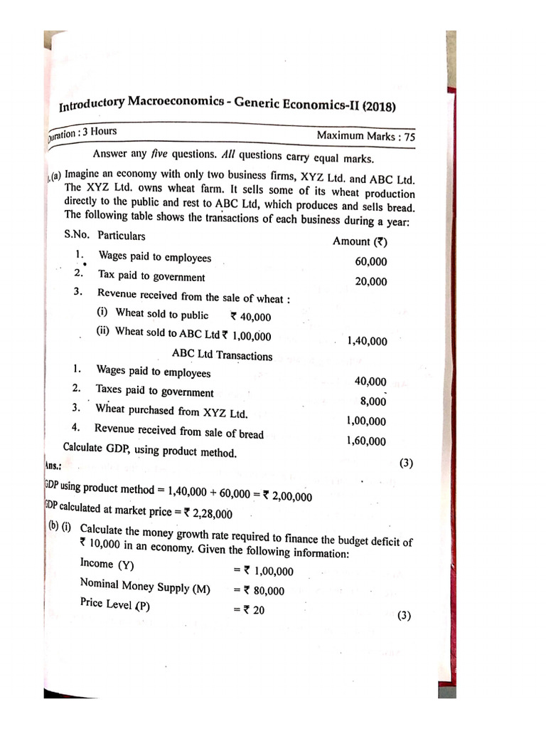 Macroeconomics 1 2018 PYQ | PDF | Inflation | Interest
