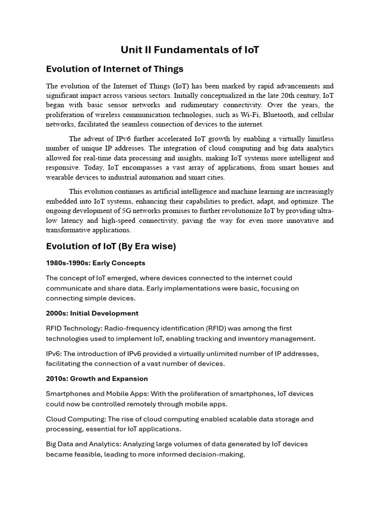 Evolution and Fundamentals of IoT | PDF | Internet Of Things | Cloud ...