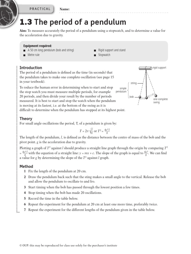 Practical 3 | PDF | Pendulum | Physical Quantities