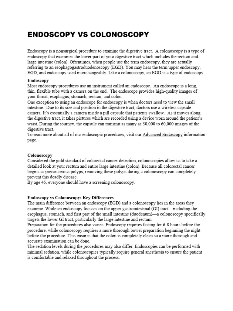 Endoscopy Vs Colonos | PDF | Colonoscopy | Endoscopy