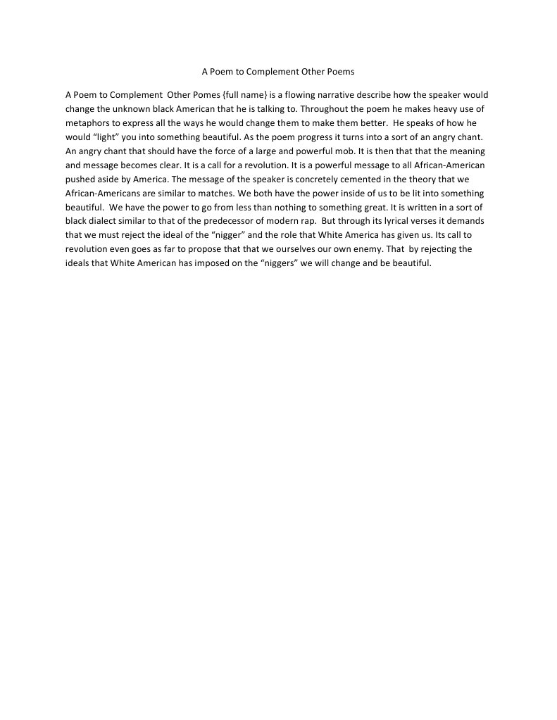 A Poem To Complement Other Poems | PDF | Poetry