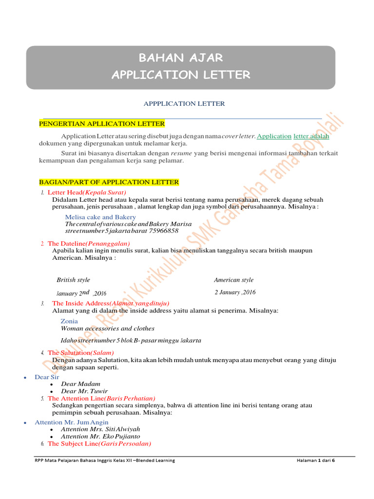 Panduan Lengkap Application Letter | PDF | Karier & Perkembangan ...
