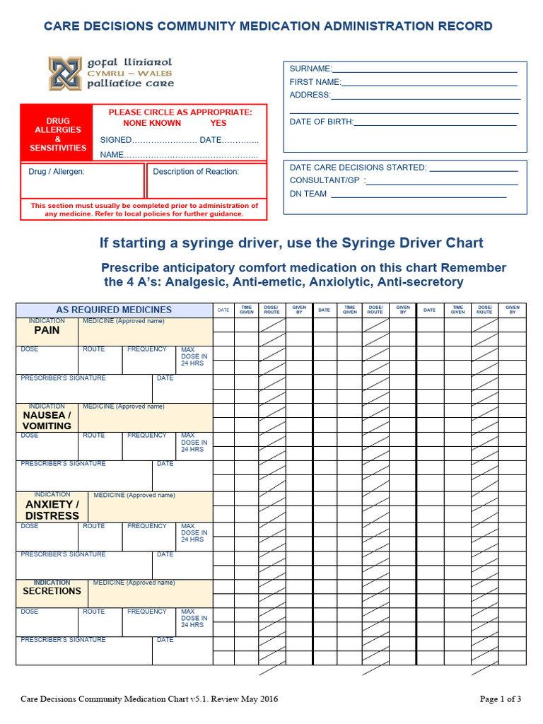 Care Decisions Community Medication Administration Record | PDF ...