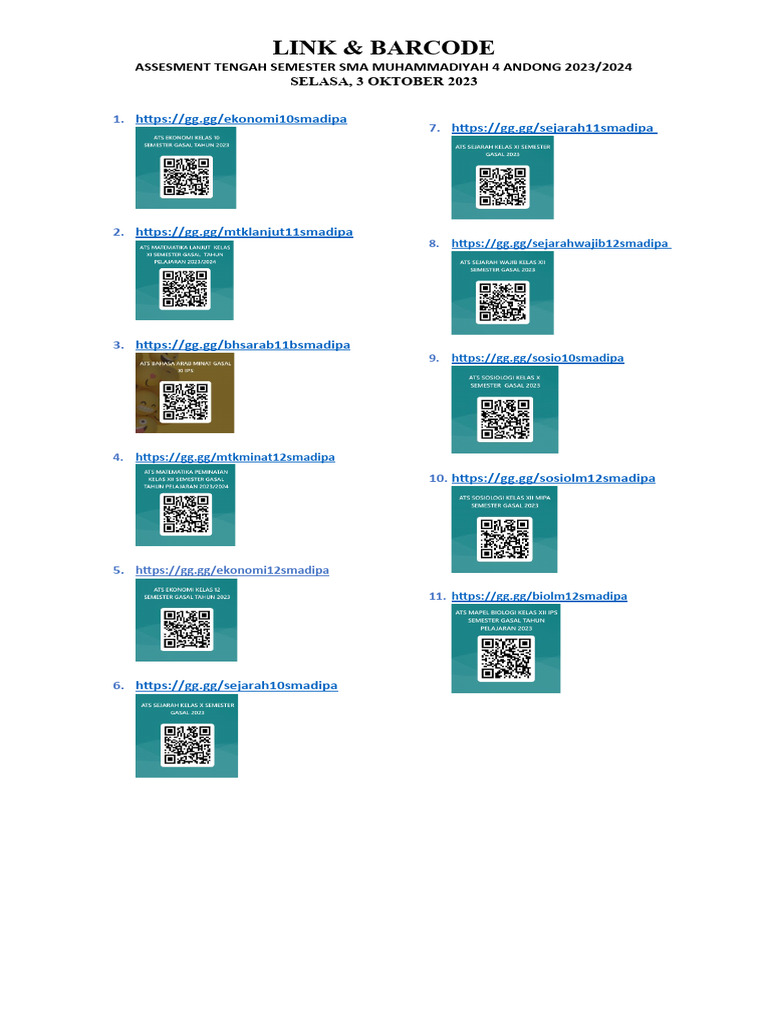 Link Barcode Ats 2023 Selasa 3 Okt | PDF | Science & Mathematics ...
