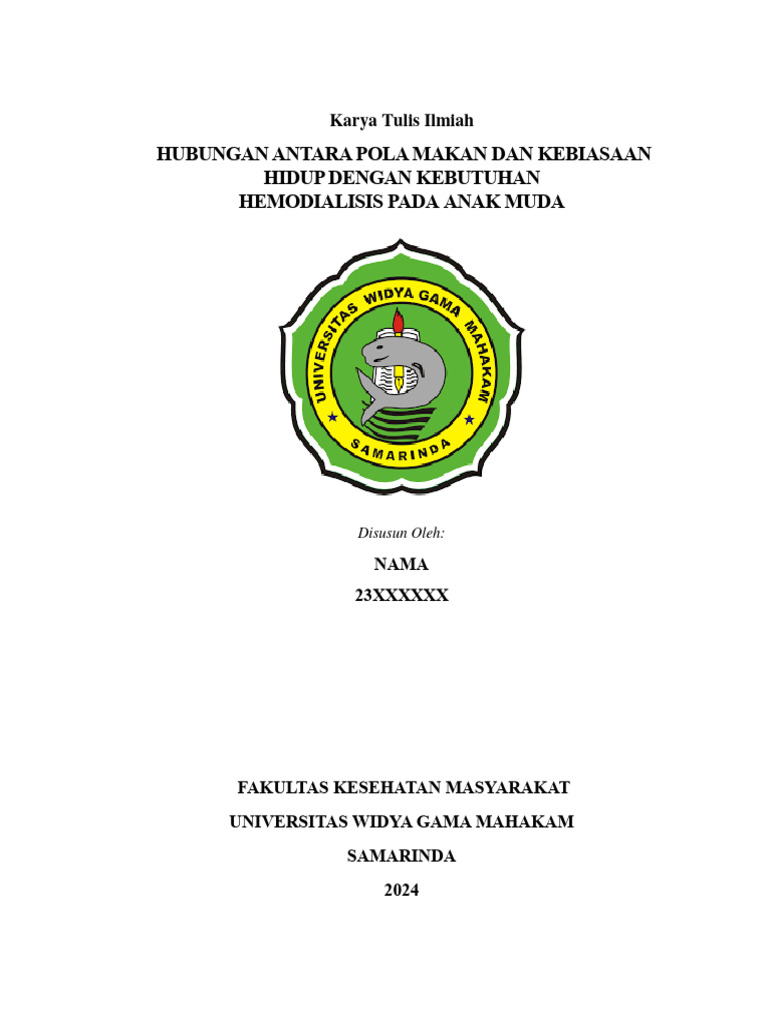 HUBUNGAN ANTARA POLA MAKAN DAN KEBIASAAN HIDUP DENGAN KEBUTUHAN HEMODIALISIS PADA ANAK MUDA ...