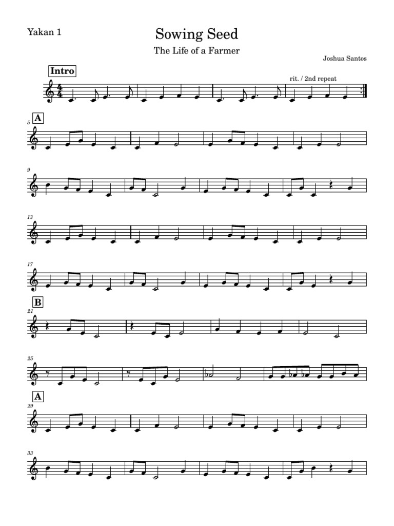 Yakan 1 Revision Marimba Single Staff 1 | PDF | Musical Notation
