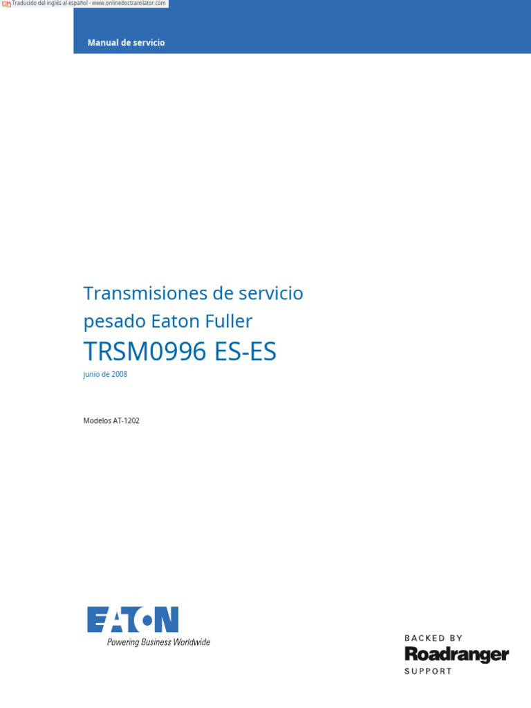 Manual AT-1202 Transmisión Eaton Fuller | PDF | Rodamiento (Mecánico ...