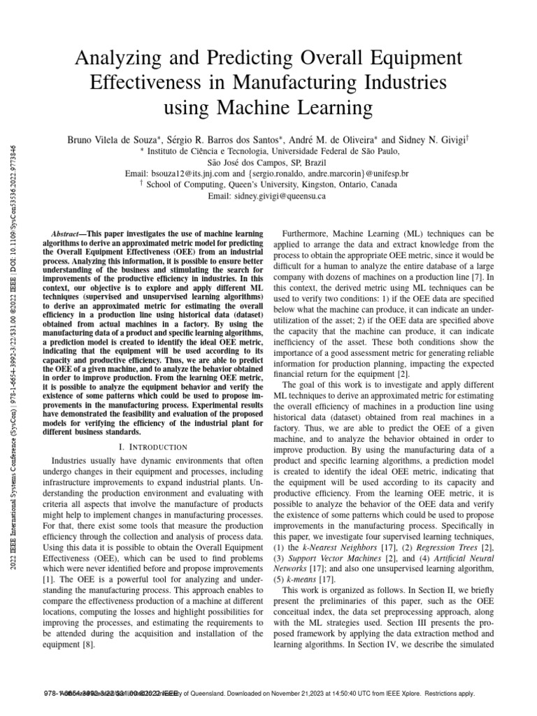 Analyzing and Predicting Overall Equipment Effectiveness in ... Analyzing and Predicting Overall Equipment Effectiveness in ...