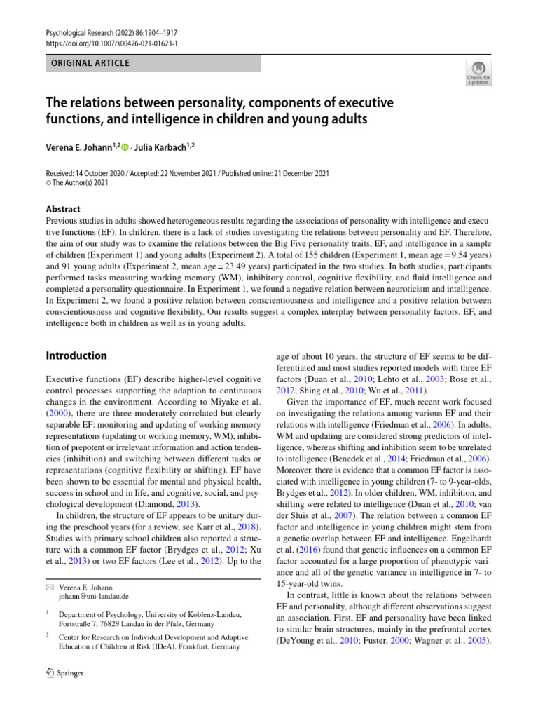Inteligencia y Personalidad 2022 | PDF | Extraversion And Introversion | Structural Equation ...