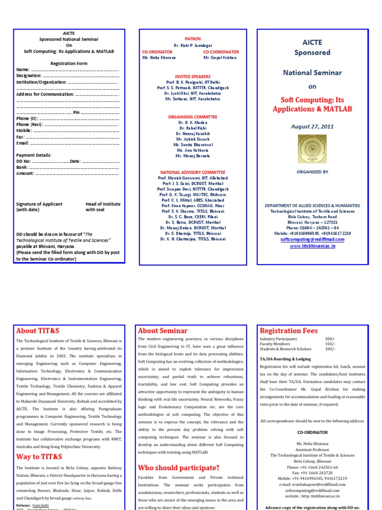 Seminar Brochure | PDF | Engineering | Science And Technology