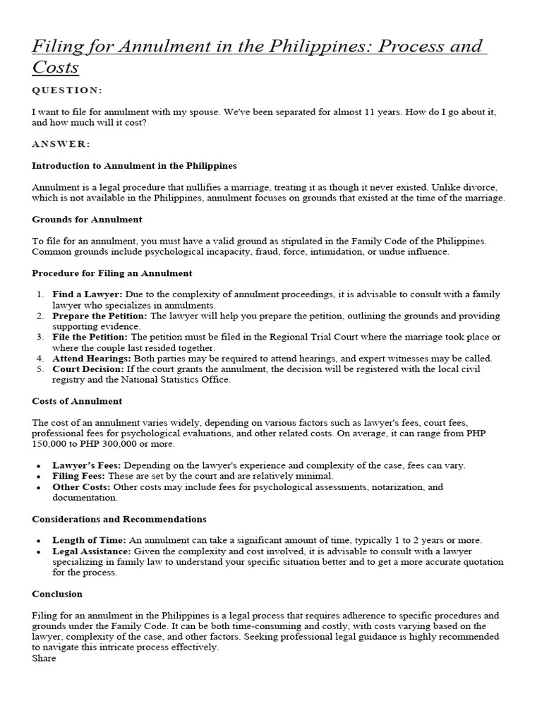 Annulment Guide for Filipinos | PDF | Annulment | Divorce