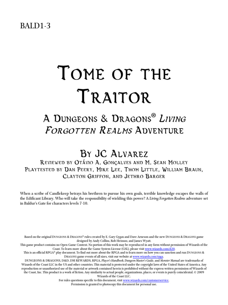 BALD1-3 Tome of The Traitor | PDF | Dungeons & Dragons | Forgotten Realms
