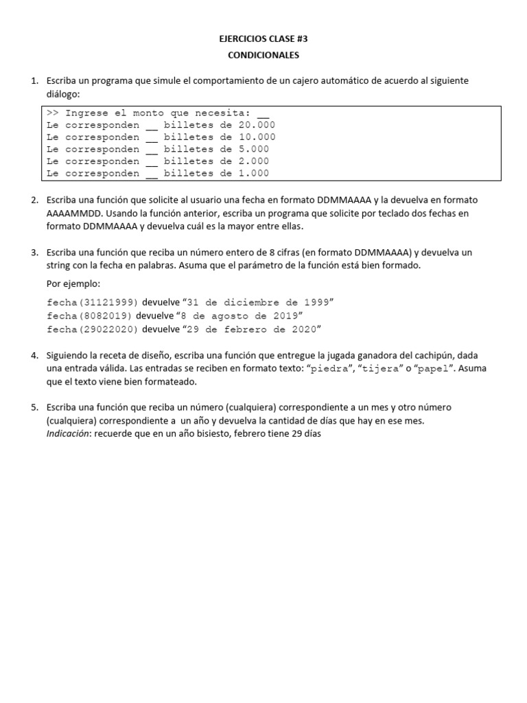 Ejercicios Clase3 | PDF