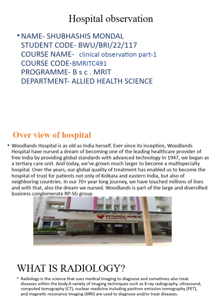Hospital Observation 1 | PDF | Radiology | Medical Imaging