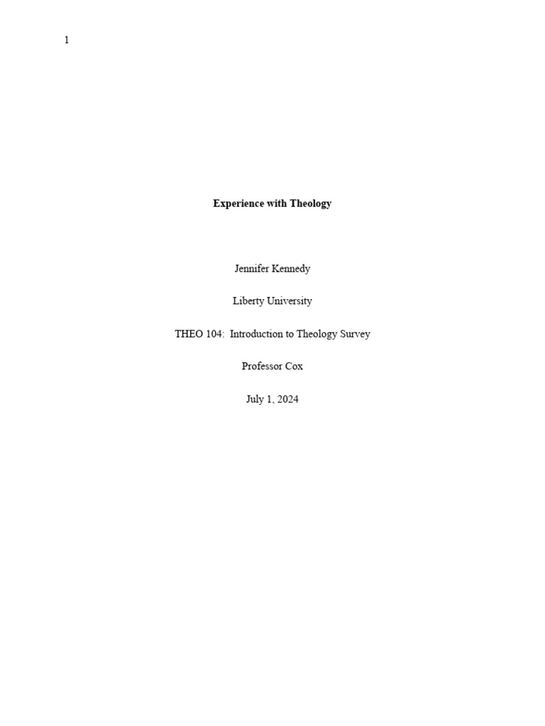 Theology Experience Reflection Essay | PDF | Theology | God