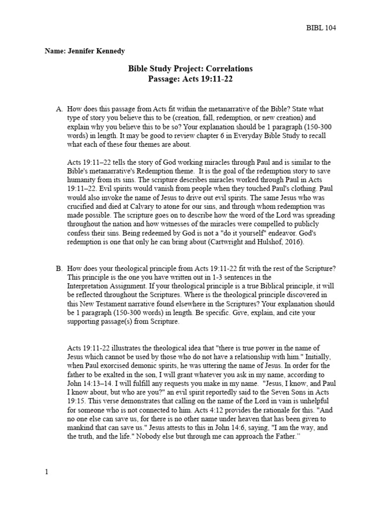 Bible Study Project Correlations | PDF | Bible | Acts Of The Apostles