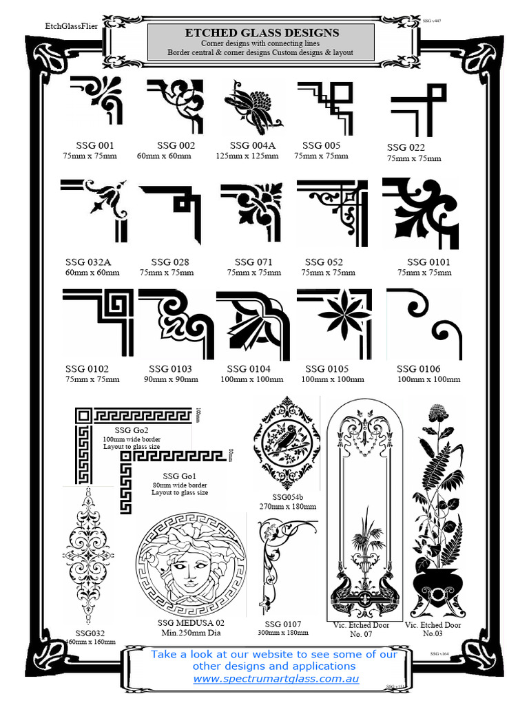 Glass Etching Design Catalogue PDF | PDF