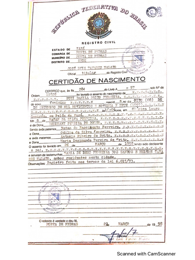 Certidão nascimento | PDF